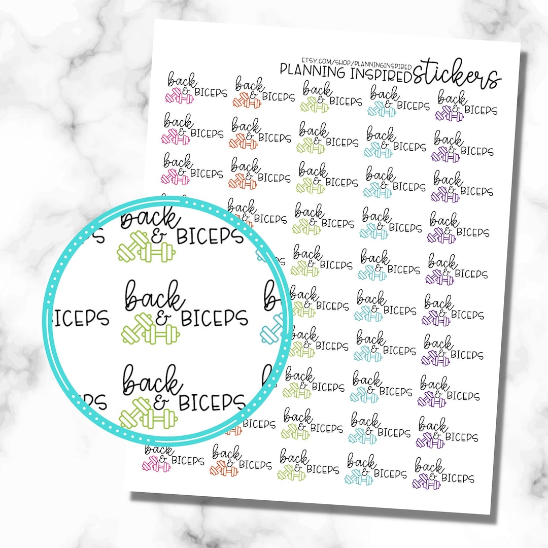 Back & Biceps Workout Stickers, Set of 50 Exercise Stickers, Strength ...
