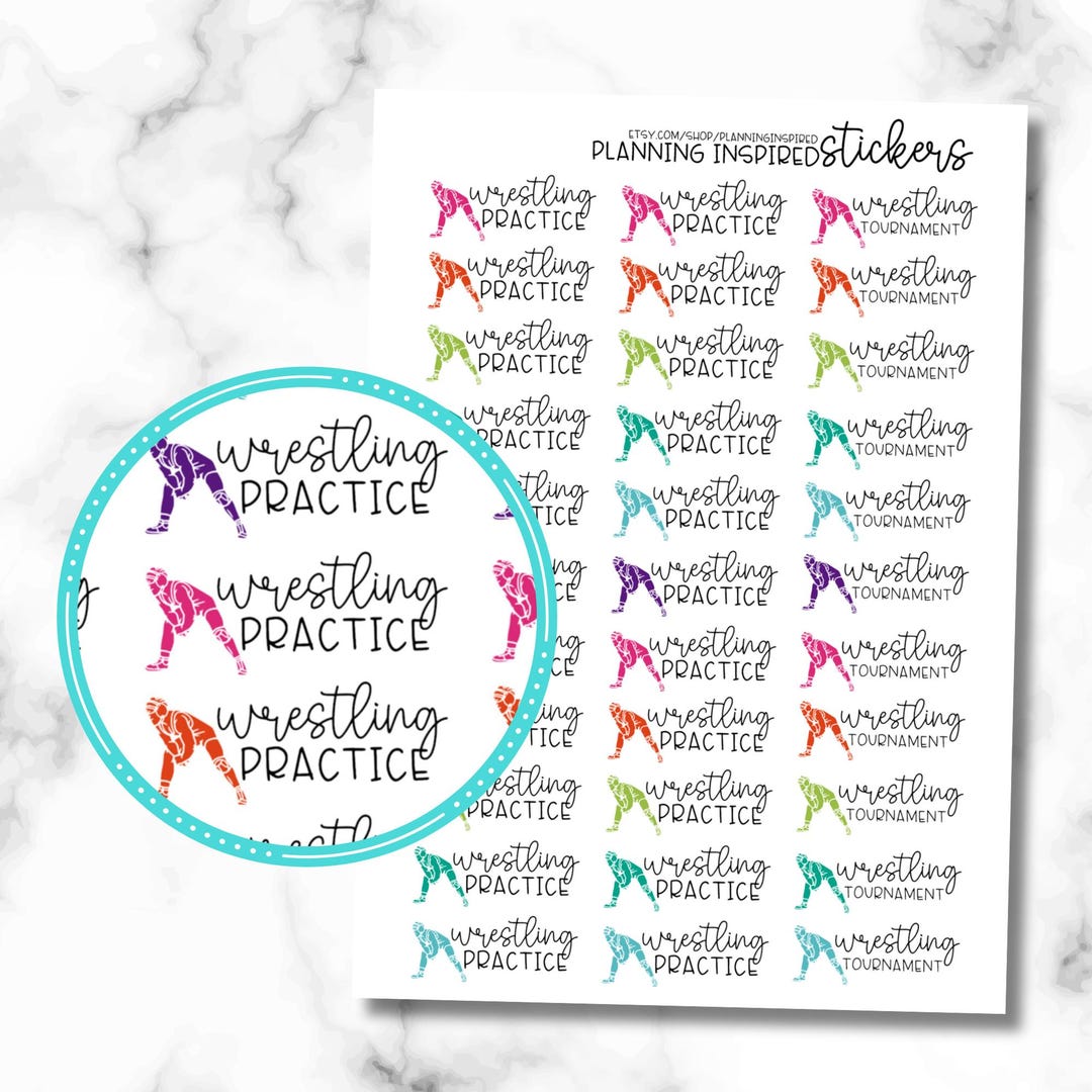 Wrestling Planner Stickers - 1 Sheet of 33 Practice & Tournament ...