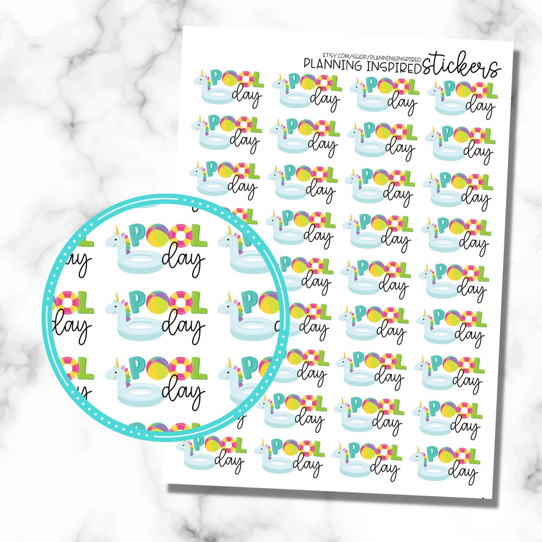 Pool Day Stickers, Planner Stickers, Pool Stickers, Summer Stickers ...
