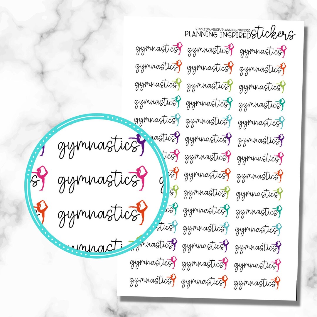Gymnastics Stickers, Gymnastics Class Stickers, Set of 42 Gymnastics ...