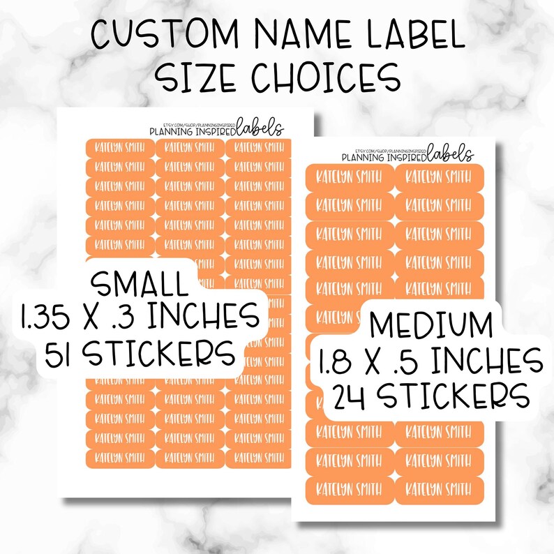 Custom Name Labels, Personalized Name Label Stickers, Choose Size, Font ...