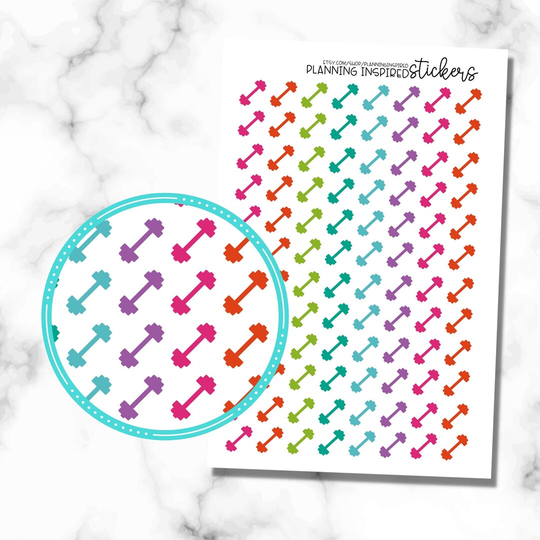 Workout Stickers, Set of 96 Dumbbell Stickers, Workout Planner Stickers ...