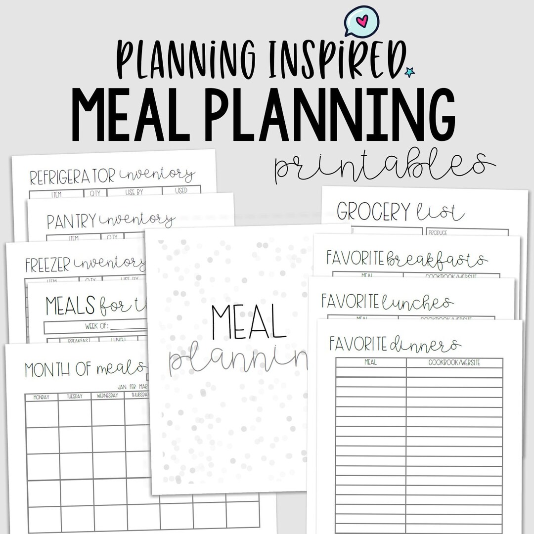 Meal Planner, PDF Printable Menu Planner, Family Meal Planner, 10 Pages ...