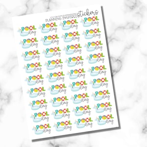 Pool Day Stickers, Planner Stickers, Pool Stickers, Summer Stickers ...