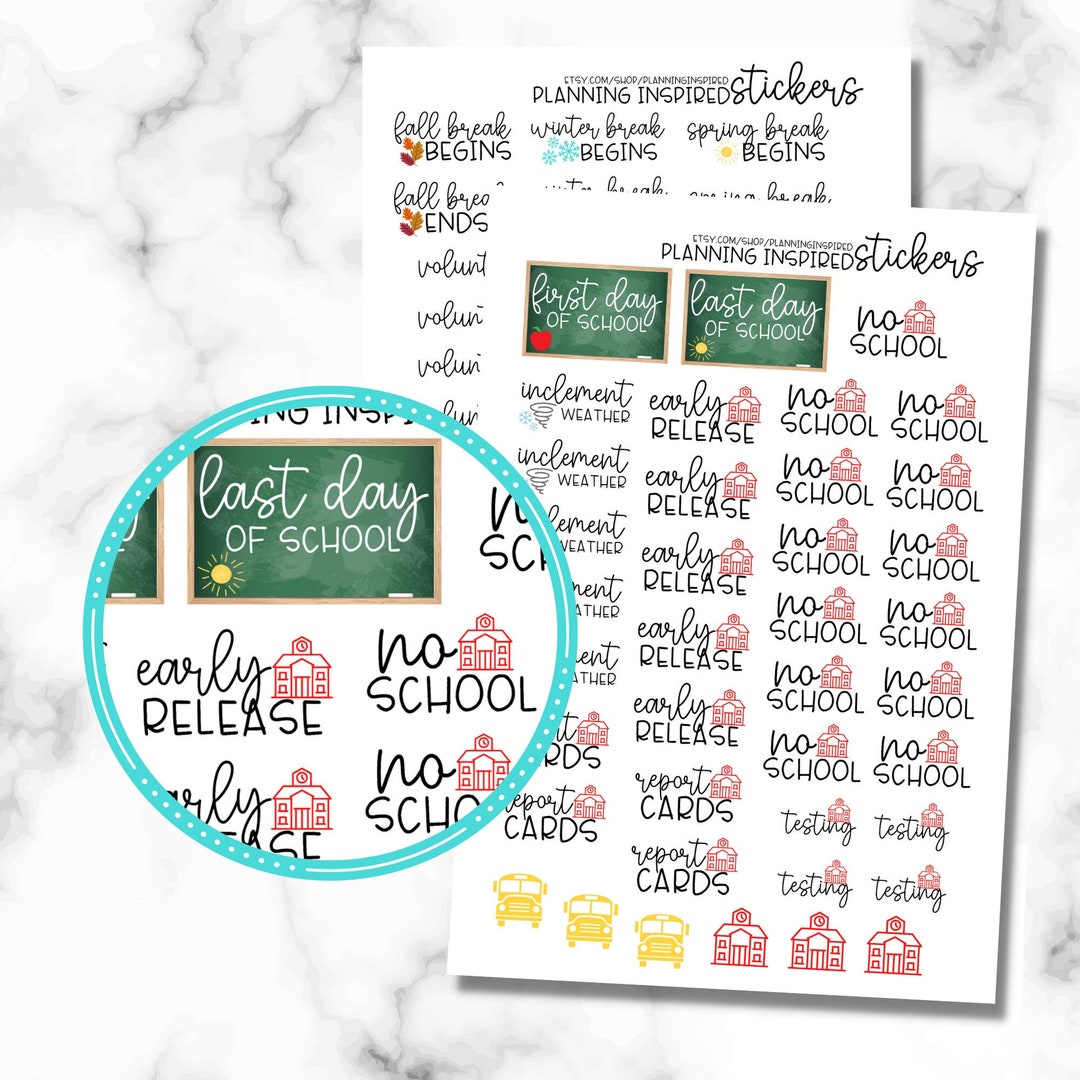 School Planner Stickers- 70+ Stickers, 2 Sheets - Etsy