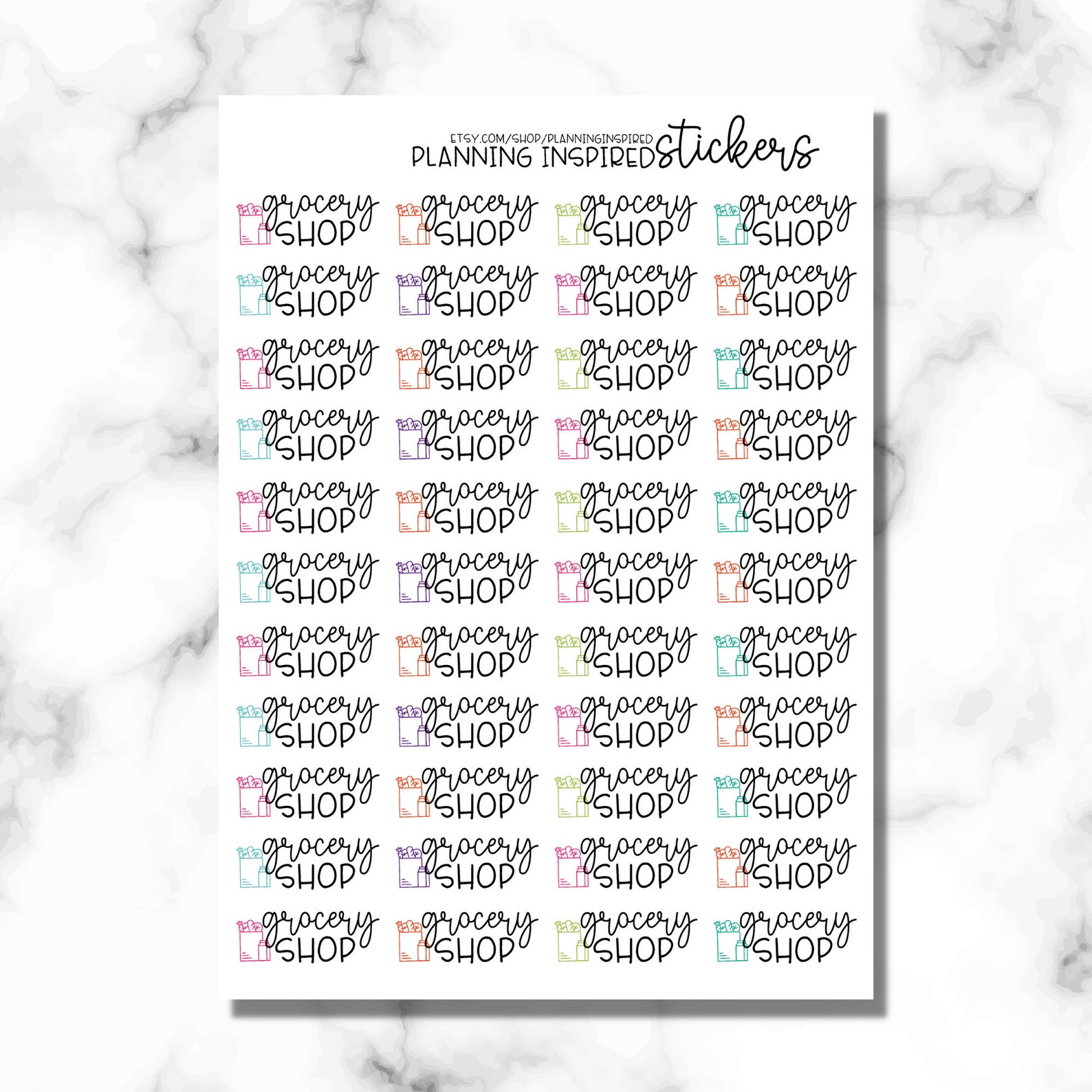 Grocery Shop Planner Stickers, Set of 44 Grocery Shopping Stickers - Etsy
