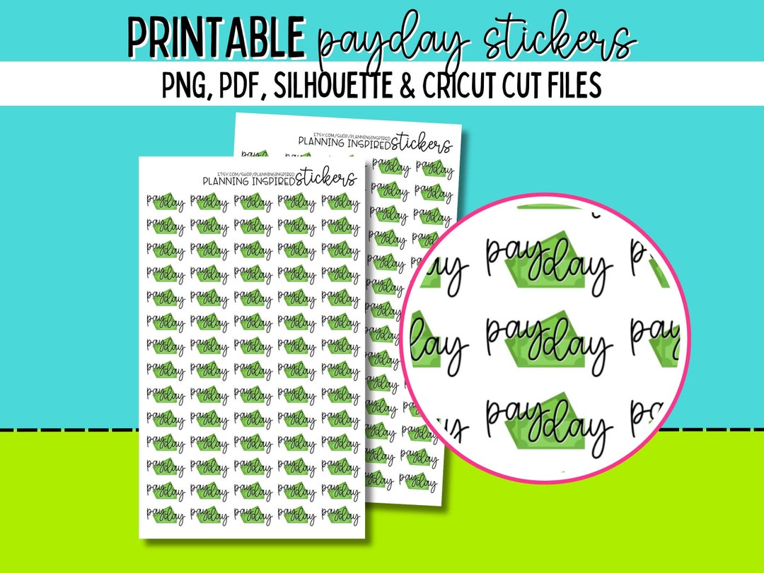 Printable Pay Day Stickers, Printable Planner Stickers, Pay Day Planner ...