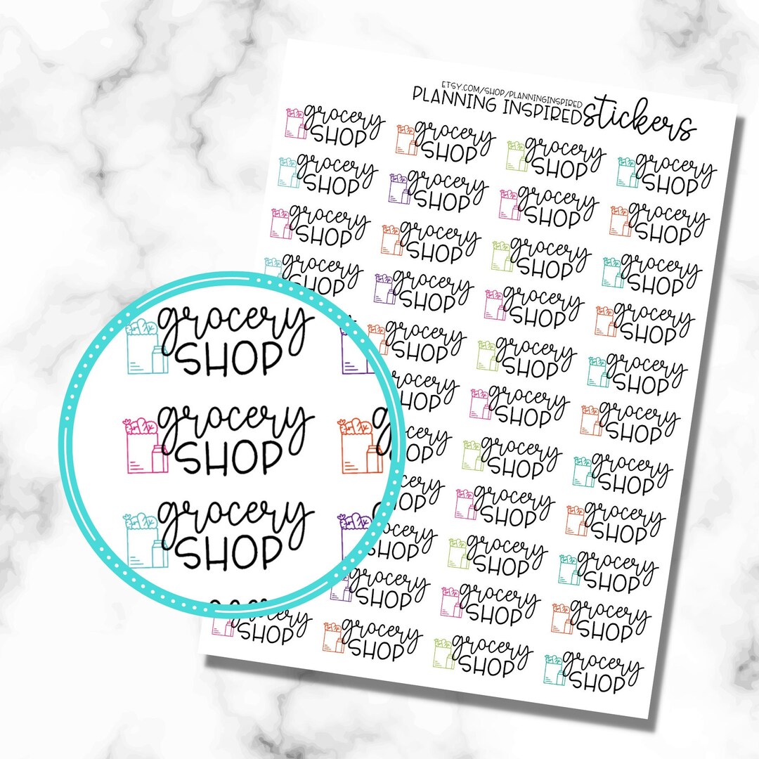 Grocery Shop Planner Stickers, Set of 44 Grocery Shopping Stickers - Etsy