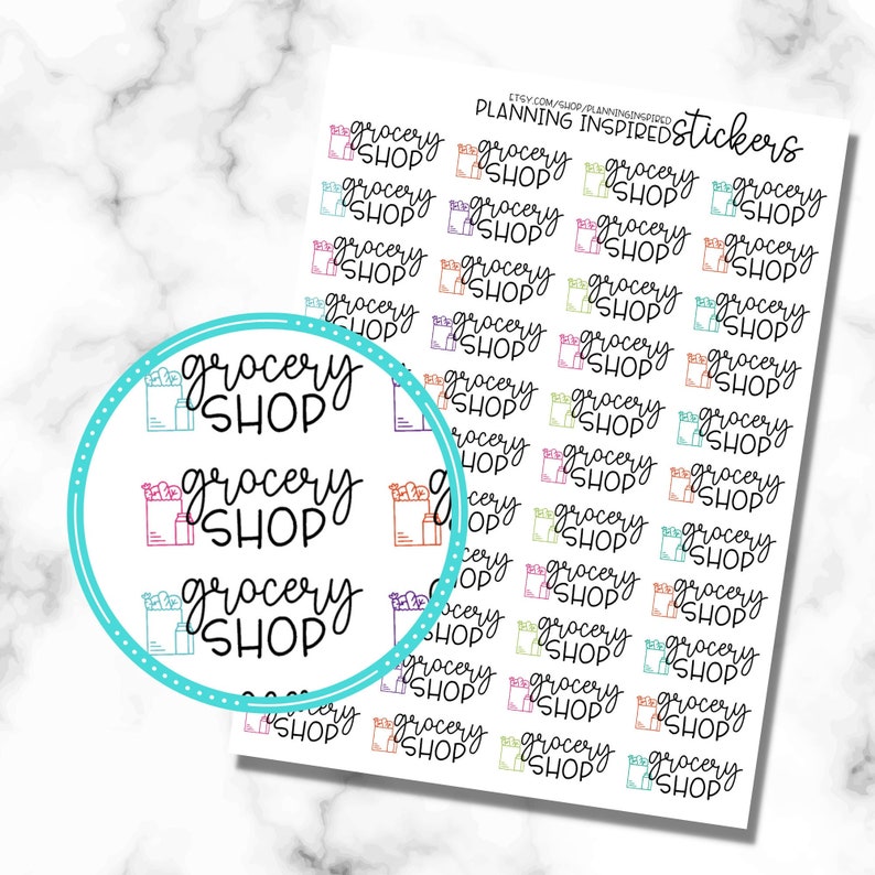 Grocery Shop Planner Stickers, Set of 44 Grocery Shopping Stickers - Etsy