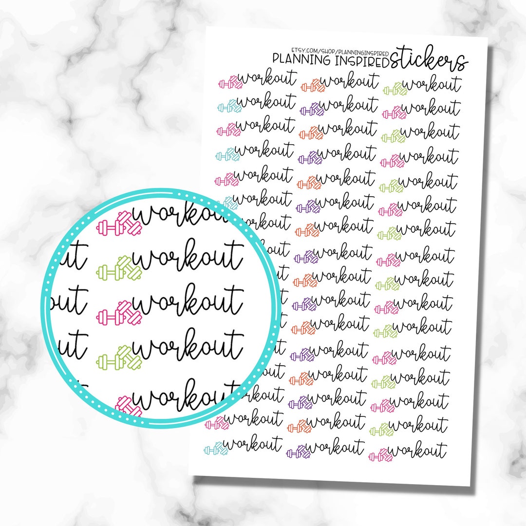 Workout Stickers, Exercise Stickers, Set of 48, Exercise Planner ...