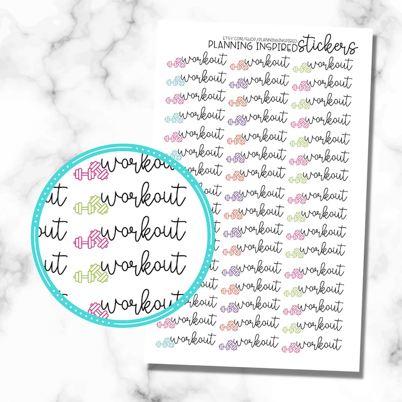 Workout Stickers, Exercise Stickers, Set of 48, Exercise Planner ...