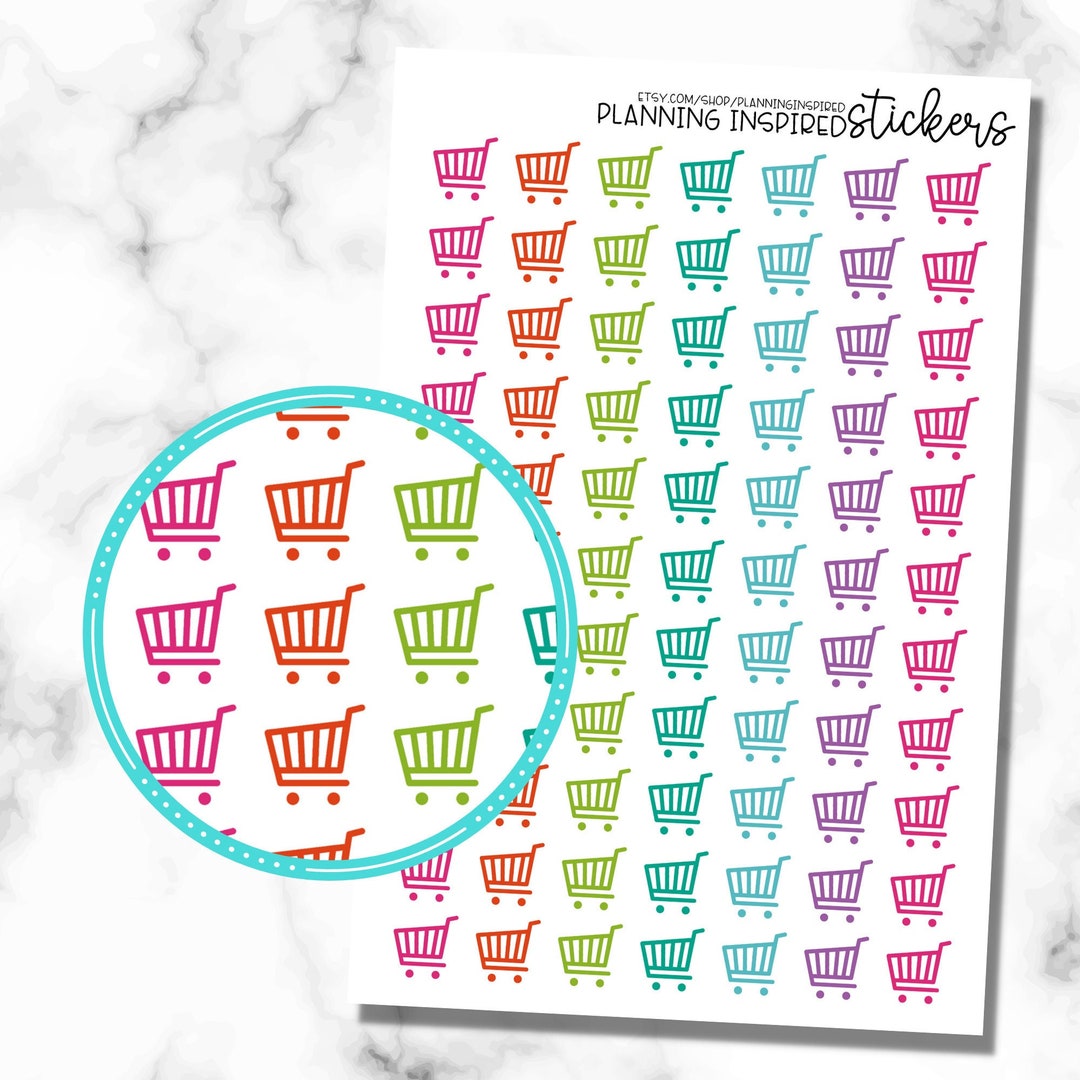 Grocery Cart Planner Stickers, Set of 77 Stickers, Grocery Shopping ...