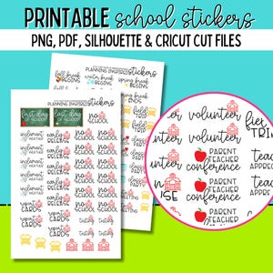 Printable School Stickers, Printable Planner Stickers, School Planner ...