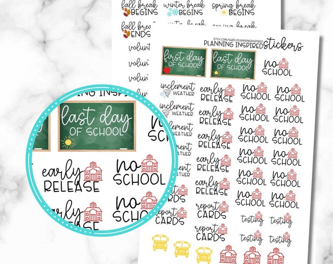 School Stickers, School Stickers for Planner, Set of 70+ School Planner ...