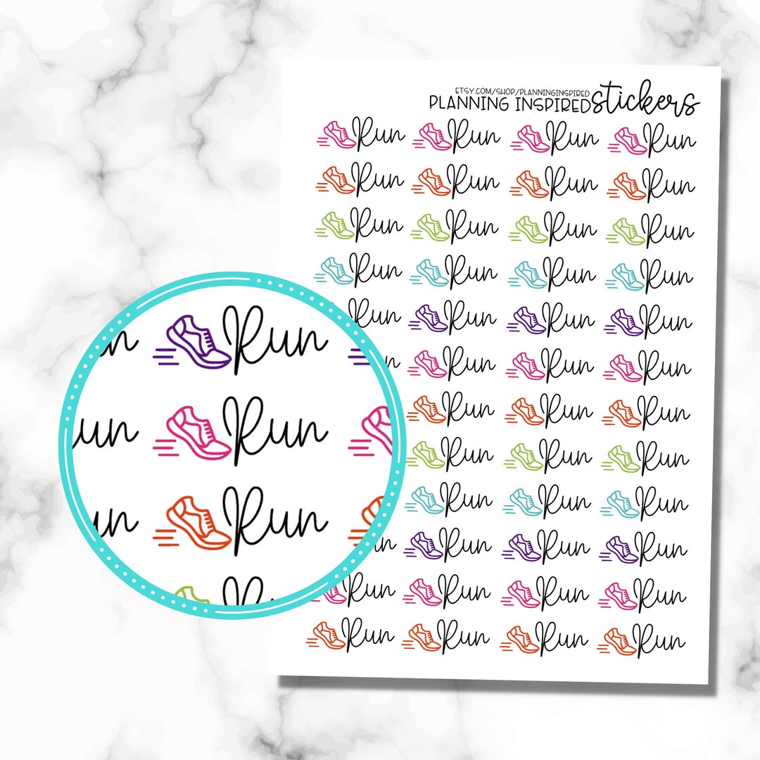 Run Stickers, Running Stickers, Workout Stickers, Set of 45 Workout ...