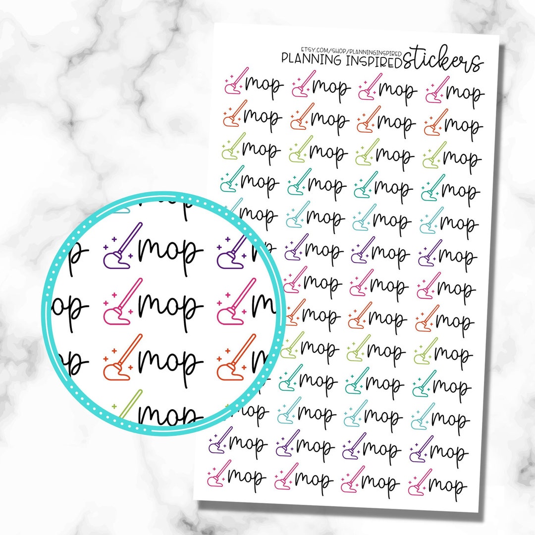 Mopping Stickers, Mop Stickers, Set of 52 Mop the Floors Cleaning ...