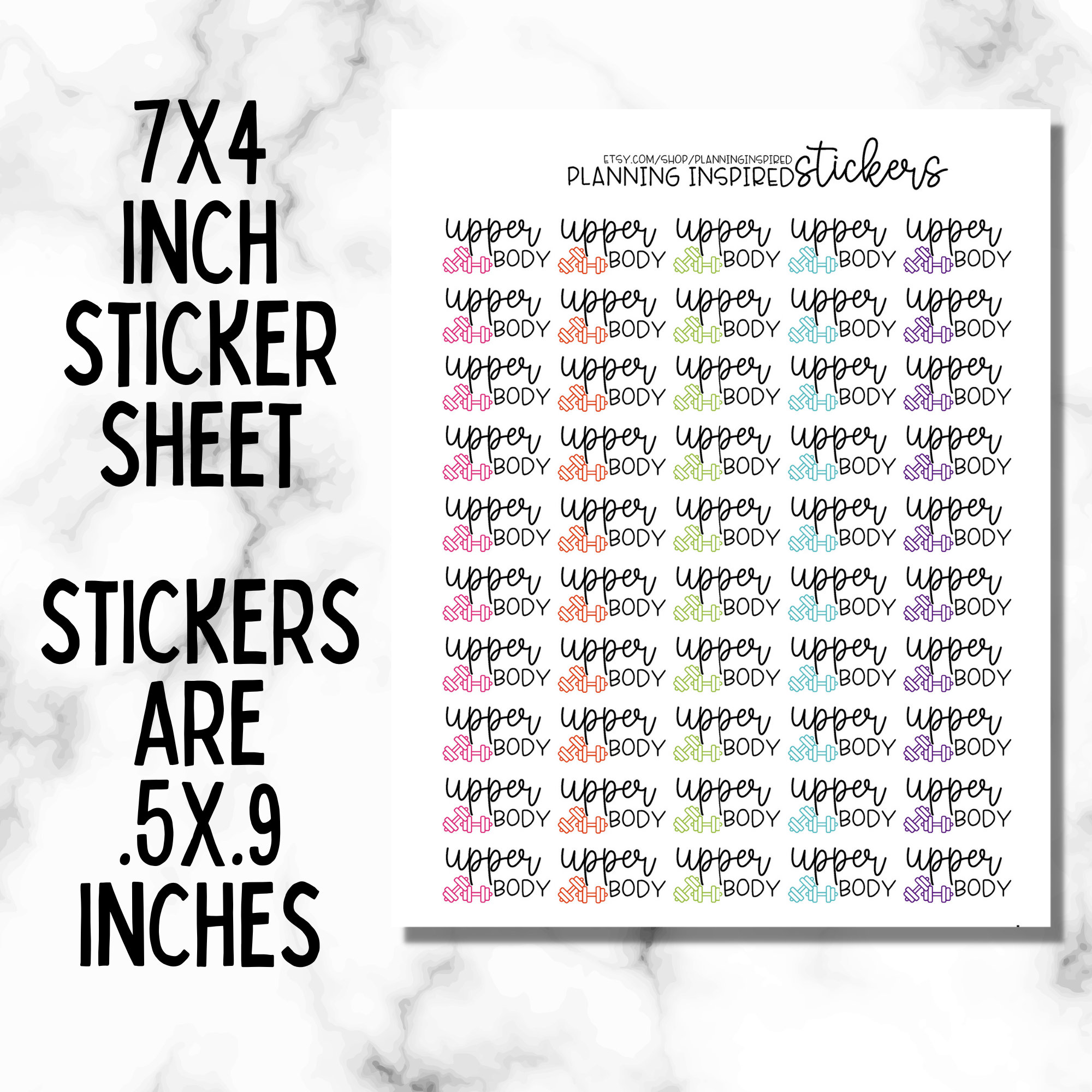 Upper Body Workout Stickers, Set of 50, Exercise Stickers, Fitness ...