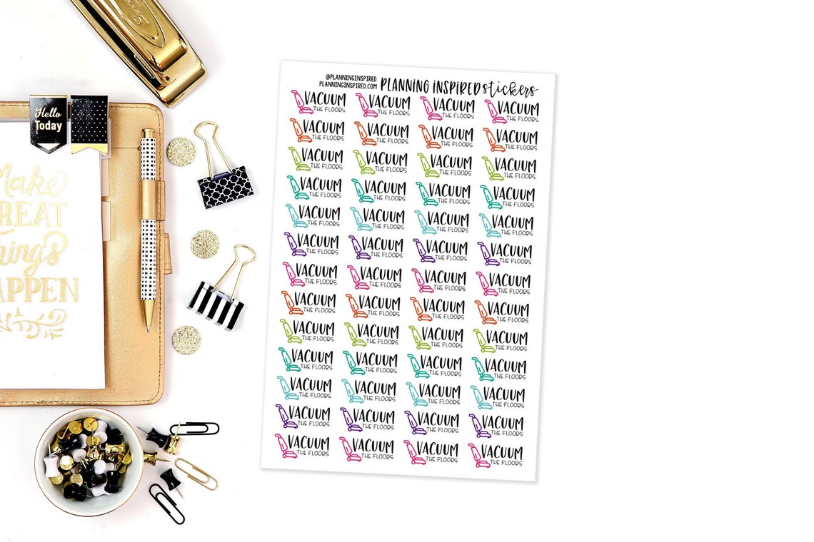 Vacuum Stickers Cleaning Stickers Set of 52 Vacuum the - Etsy