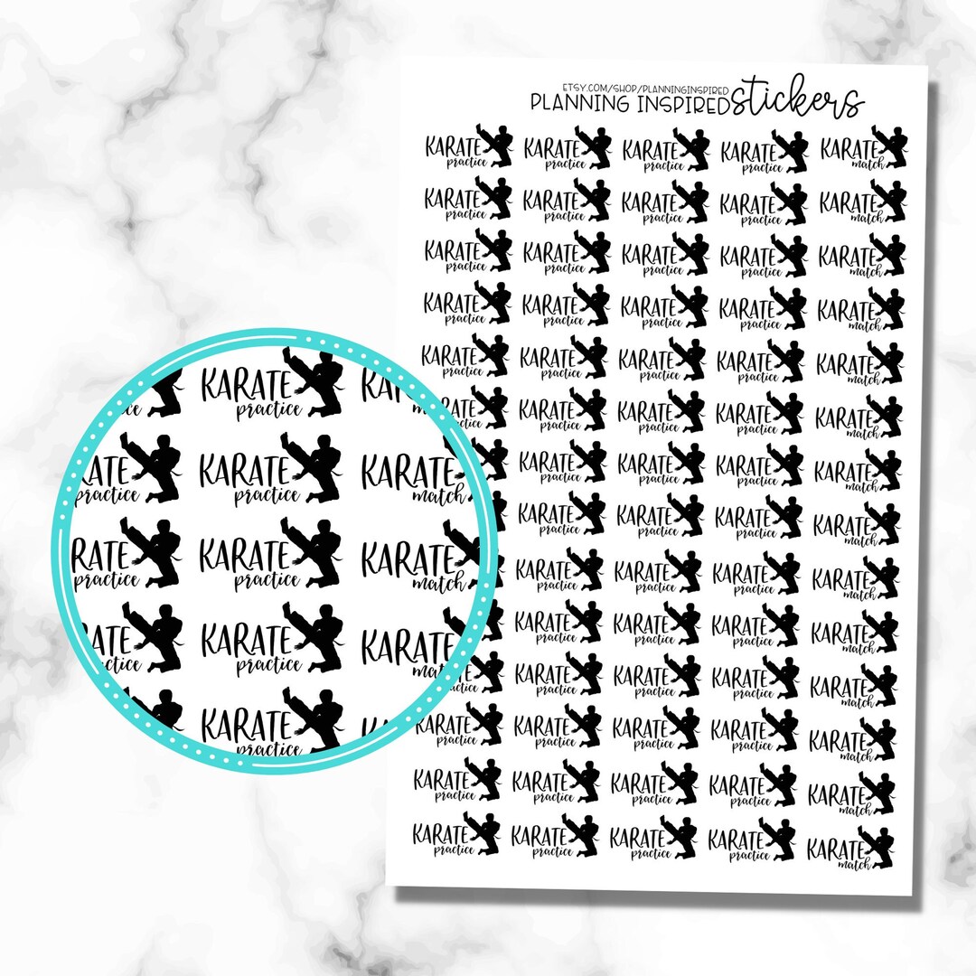 Karate Stickers, Karate Practice Stickers, Karate Planner Stickers, Set ...