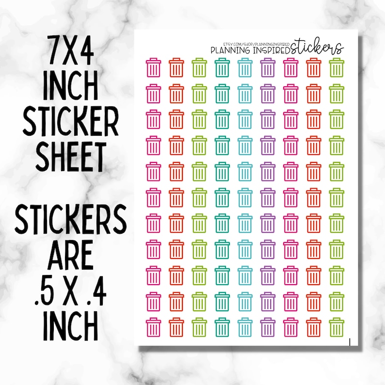Garbage Stickers, Trash Planner Stickers, Garbage Day, Trash Day, Set ...