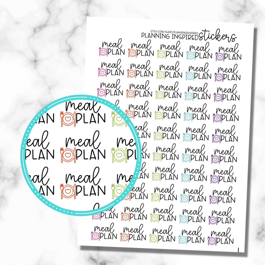 Meal Plan Stickers, Meal Planning Stickers, Set of 50 Planner Stickers ...