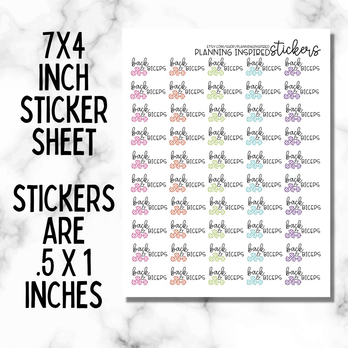 Back & Biceps Workout Stickers Set of 50 Exercise Stickers - Etsy