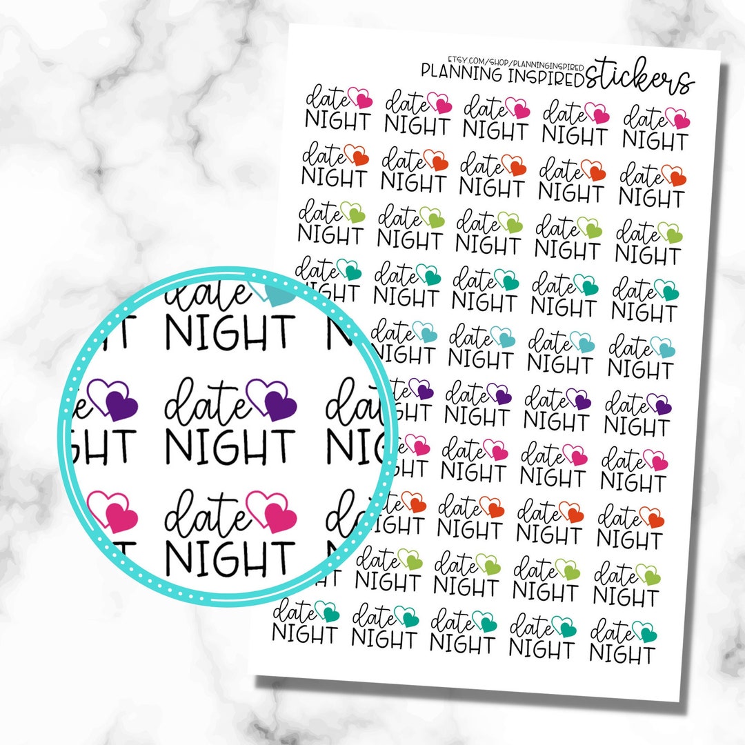 Date Night Stickers, Date Night Planner Stickers, Set of 50 Date Night ...