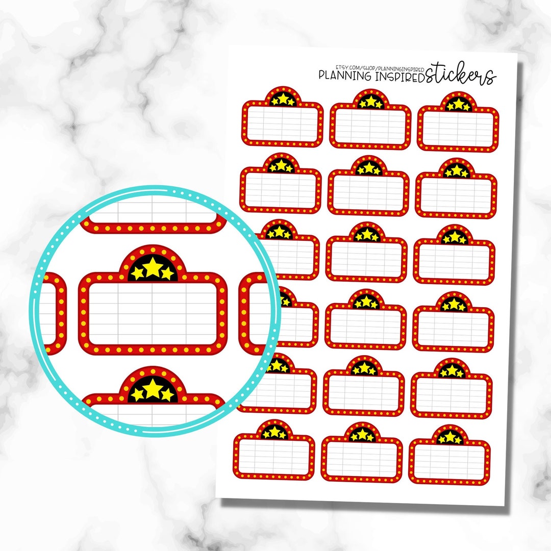 Movie Stickers, Marquee Stickers, Movie Night Stickers, Set of 18 - Etsy