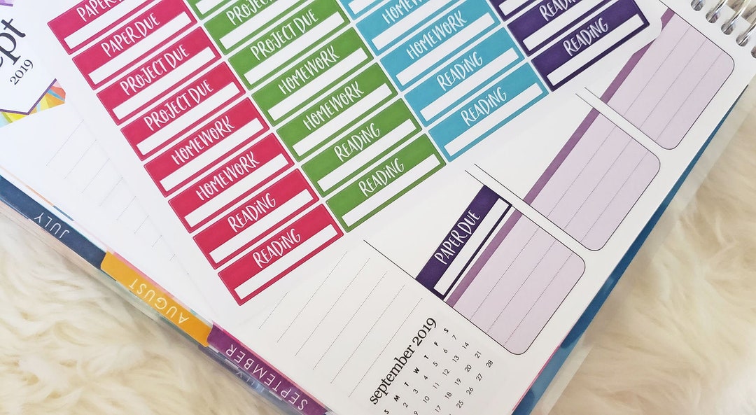 Student Planner Stickers, College Stickers, Homework Stickers, Set of ...