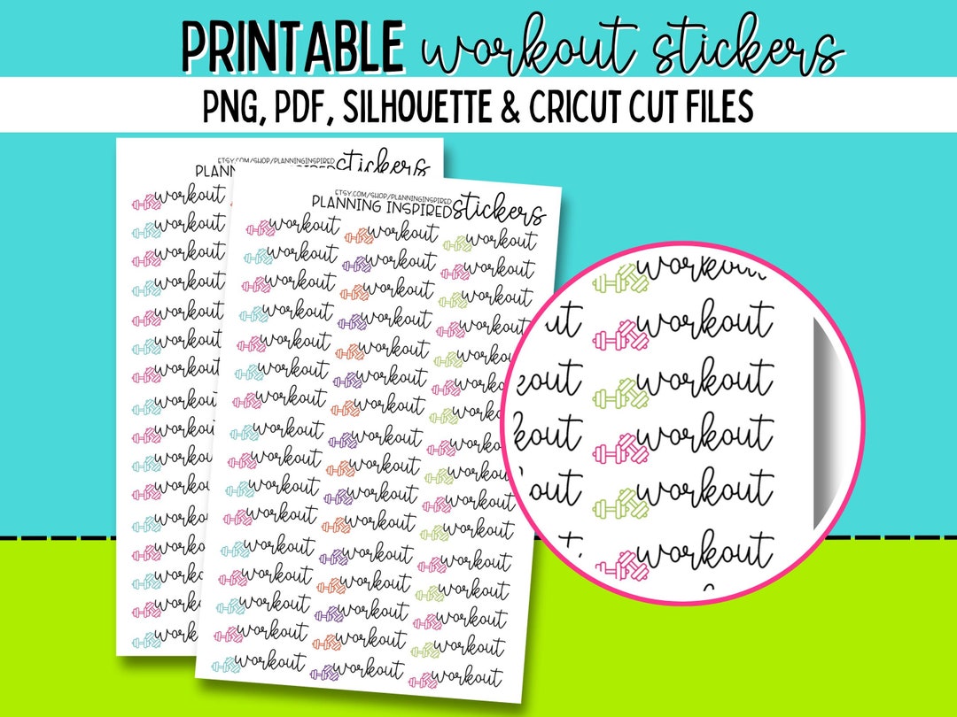 Printable Workout Stickers, Printable Planner Stickers, Workout Planner ...