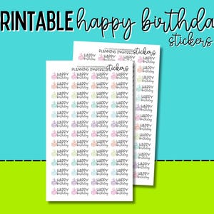 Printable Happy Birthday Stickers, Printable Planner Stickers, Happy ...