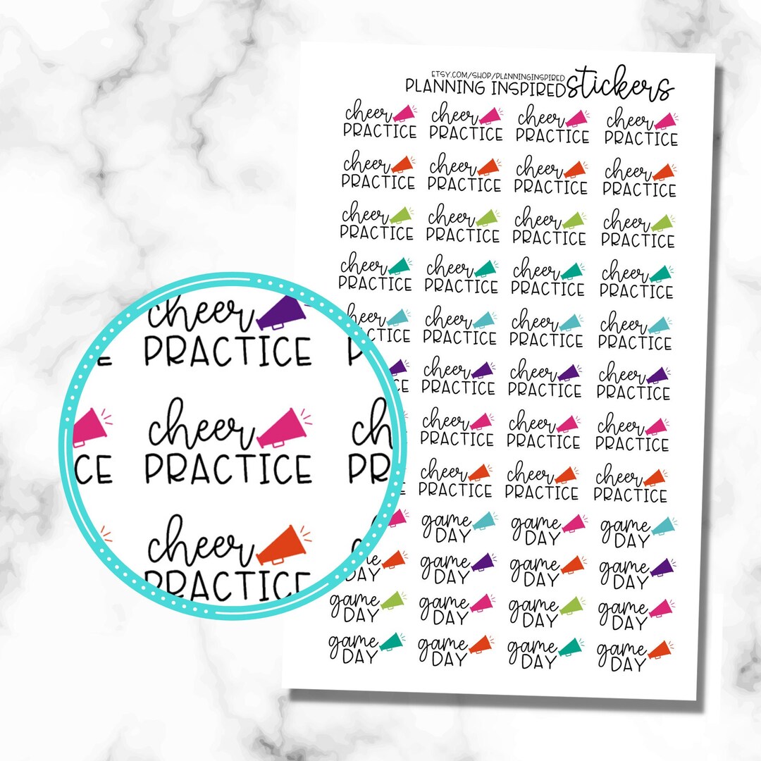 Cheer Stickers, Cheerleading Stickers, Cheer Practice Stickers, Set of ...