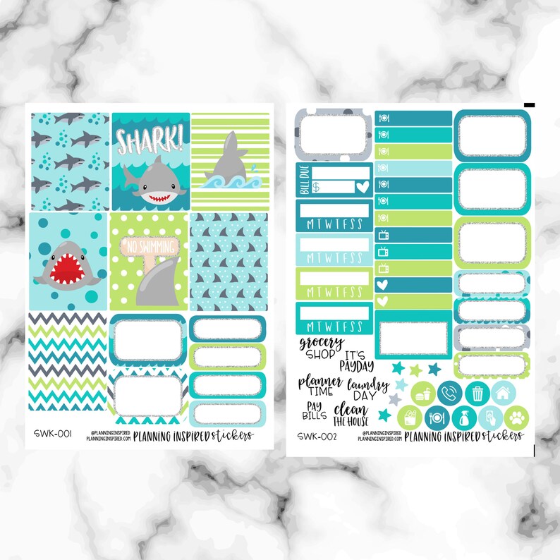 Shark Planner Sticker Kit Weekly Sticker Kit Weekly Planner - Etsy