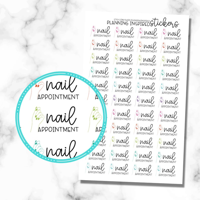 Nail Appointment Planner Stickers Set of 44 Nail Appointment - Etsy