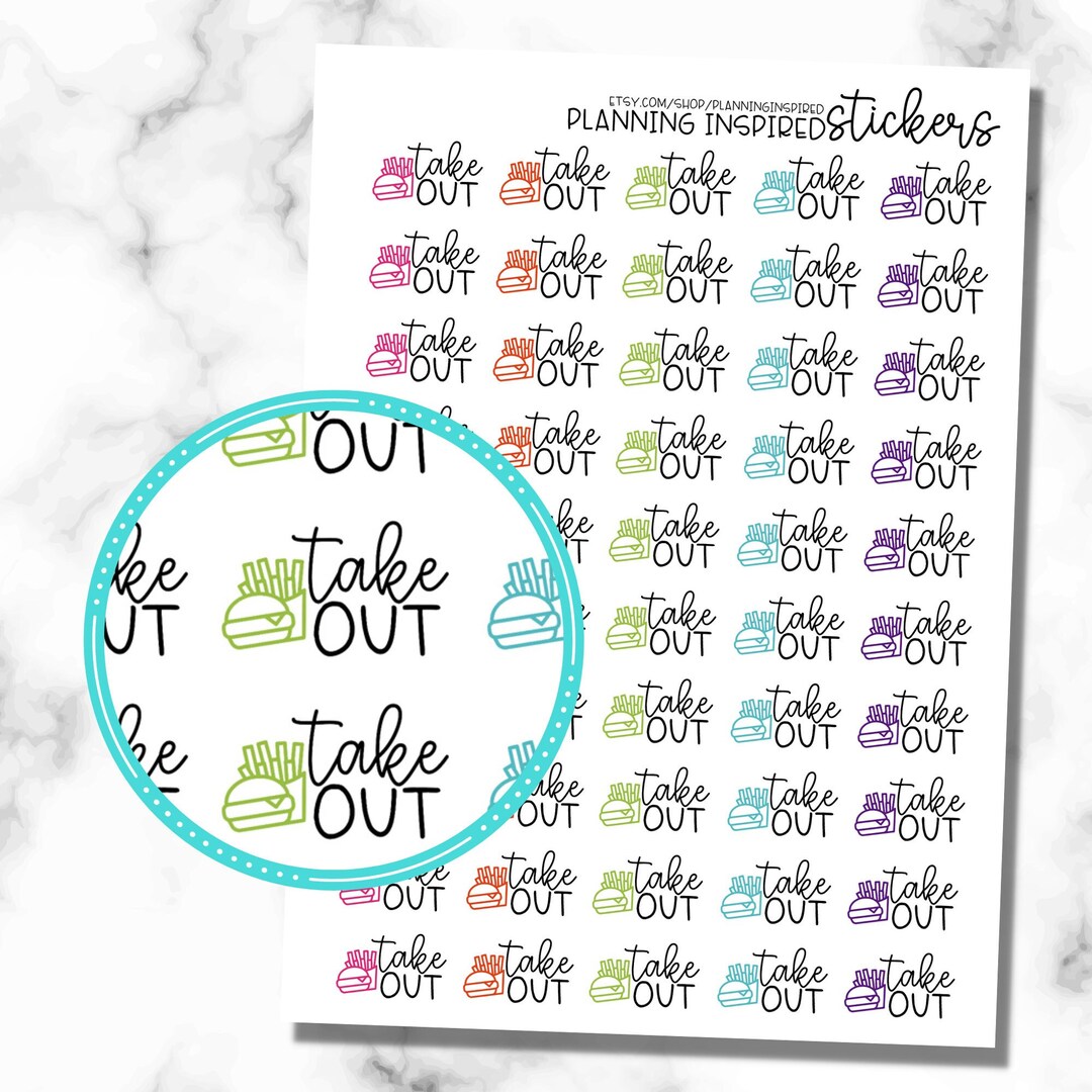 Take Out Stickers, Set of 50 Take Out Planner Stickers, Fast Food ...