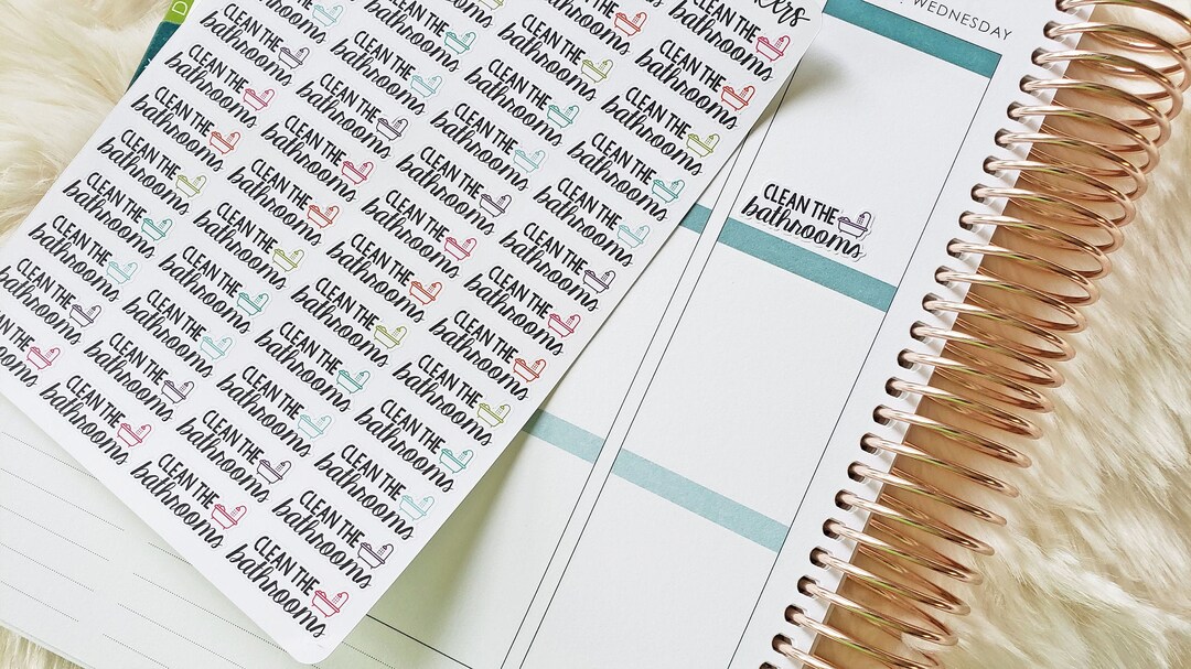 Bathroom Cleaning Stickers, Clean the Bathrooms Stickers, Set of 52 ...
