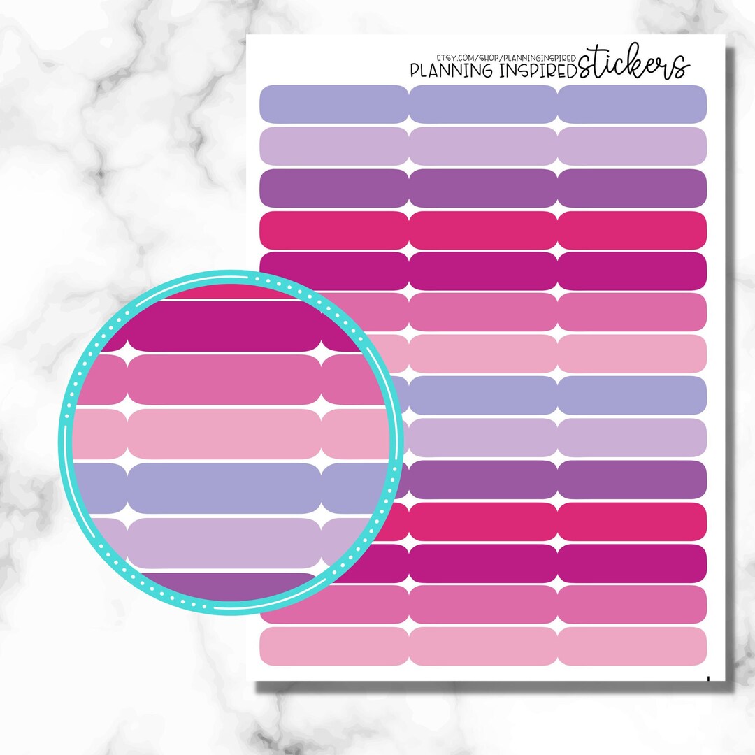 Label Stickers, Pink & Purple, Set of 42 Skinny Label Planner Stickers ...