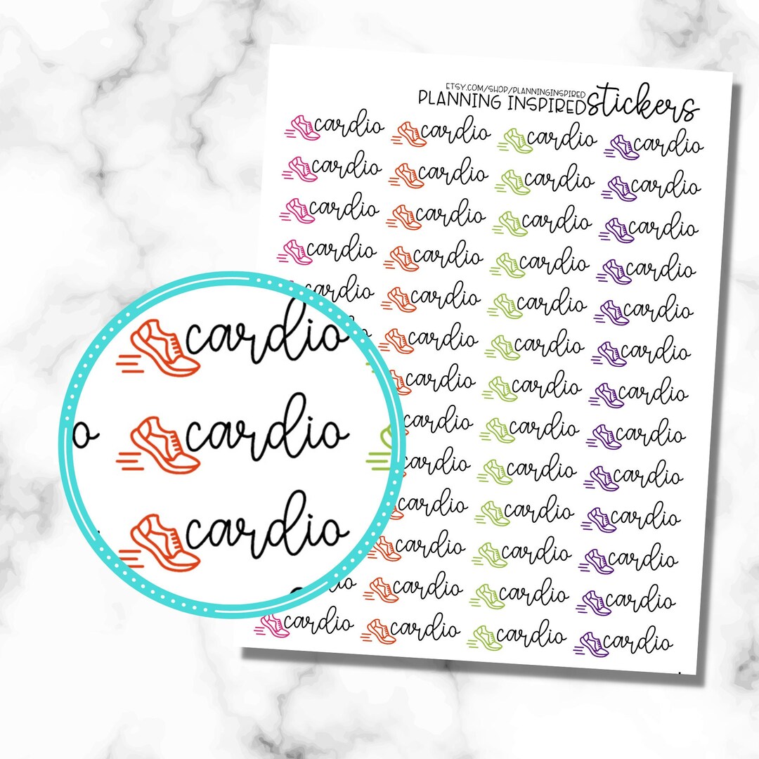 Cardio Stickers, Workout Stickers, Set of 52 Workout Planner Stickers ...