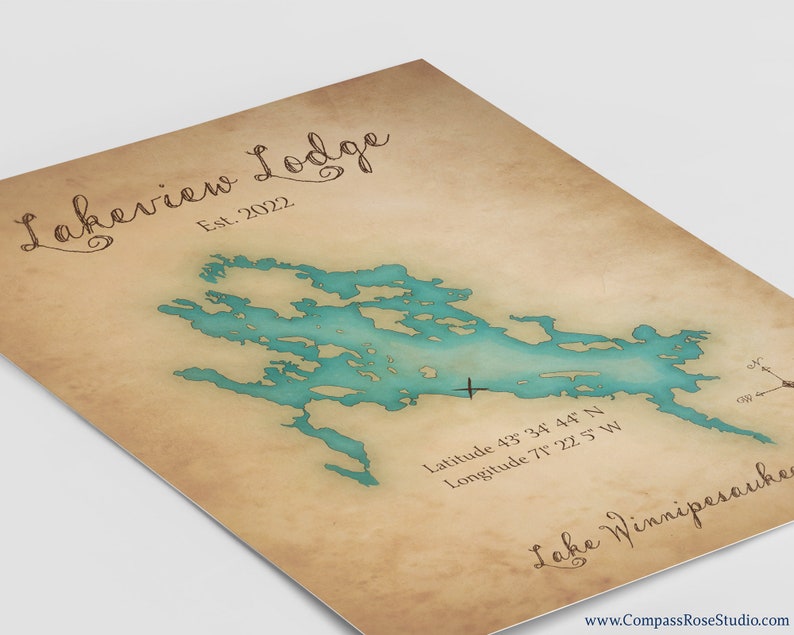 Personalized Lake Map Custom Lake Art Vacation Home Decor - Etsy
