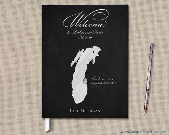 Chalkboard Map Guest Book Custom Vacation Home Guest Welcome - Etsy