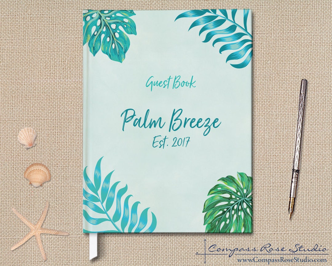 Personalized Vacation Home Guest Book, Tropical Beach House Guest Book ...