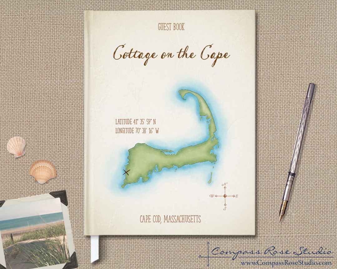 Personalized Vacation Home Guest Book, Watercolor Map Guest Book ...