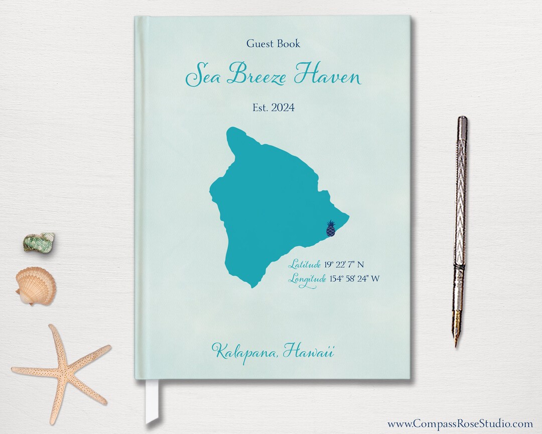 Map Guest Book, Personalized Vacation Home Guest Book, Beach House ...