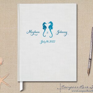 Seahorse Wedding Guest Book, Beach Wedding Guest Book, Nautical Custom ...