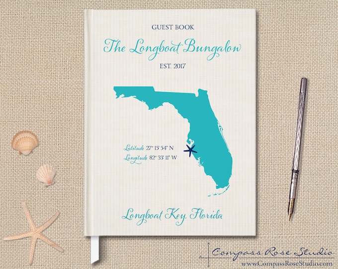 Personalized Vacation Home Guest Book, State Map Guest Book, Beach ...