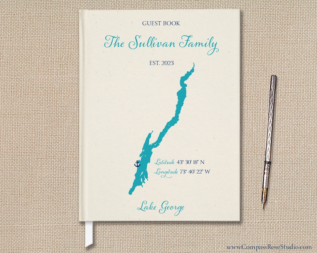 Lake Map Guest Book, Choose Any Lake, Lake House Gift, Welcome Book ...