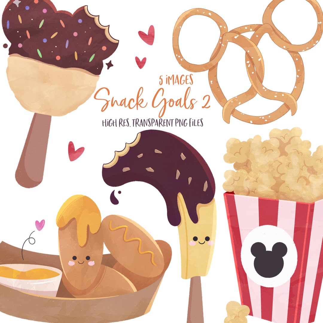 Snack Goals Clip Art Instant Download Mickey Pretzel Popcorn Chocolate ...