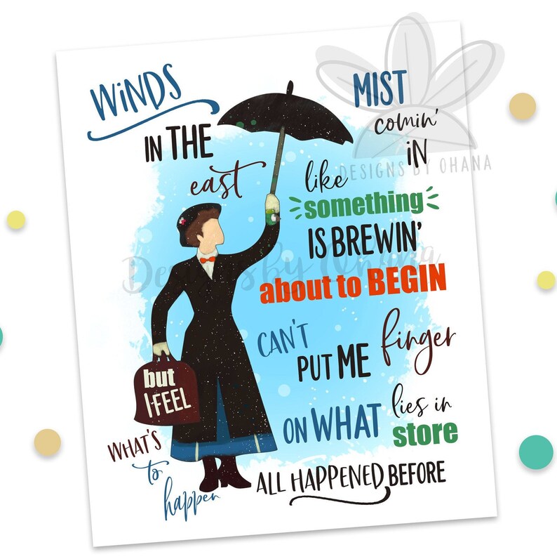 Mary Poppins Quote Winds in the East Disney Art Print | Etsy