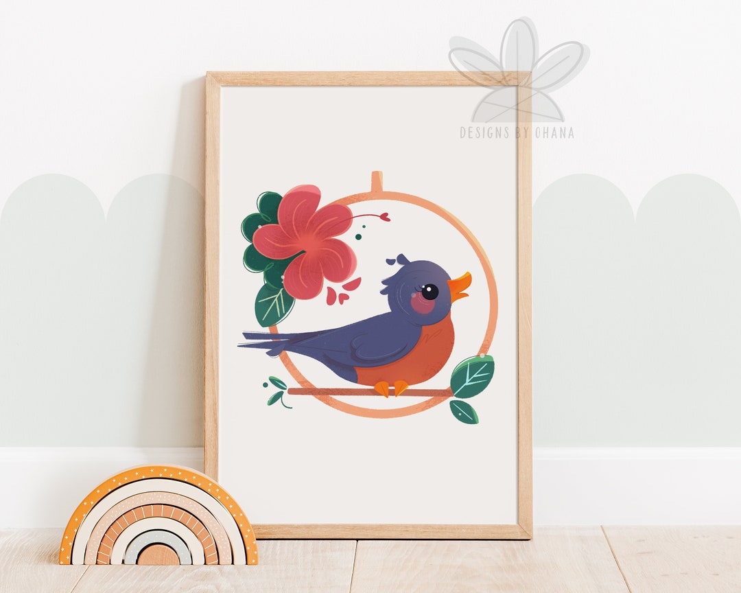 Robin Tiki Bird | Robin Art Print | Cute Bird | Tiki Room Art ...