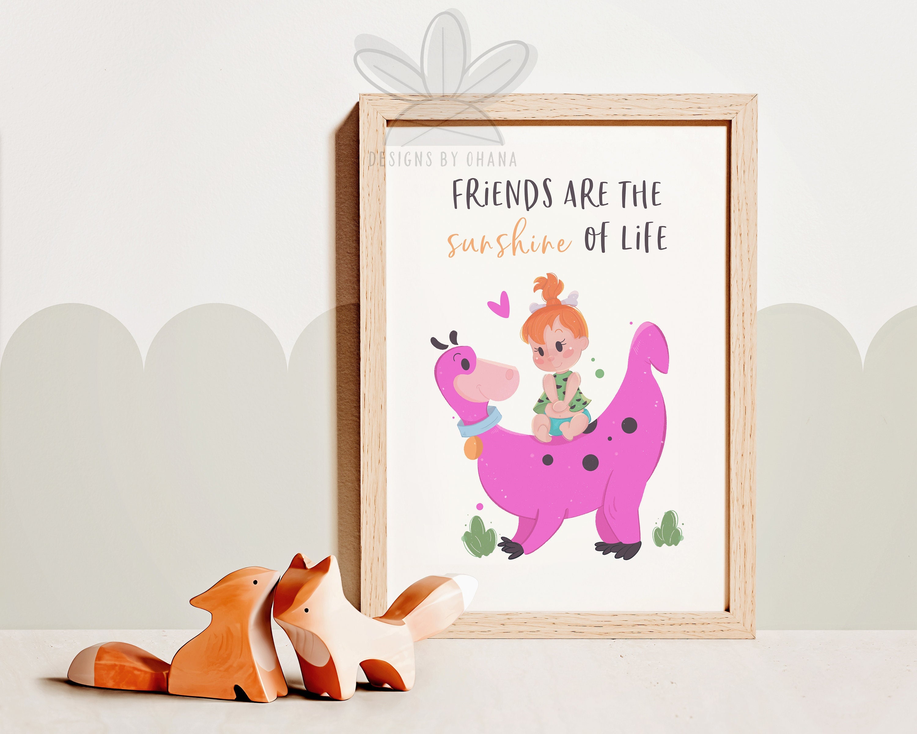 Pebbles and Dino the Flintstones Pop Culture Art Vintage Dino Art 60's ...